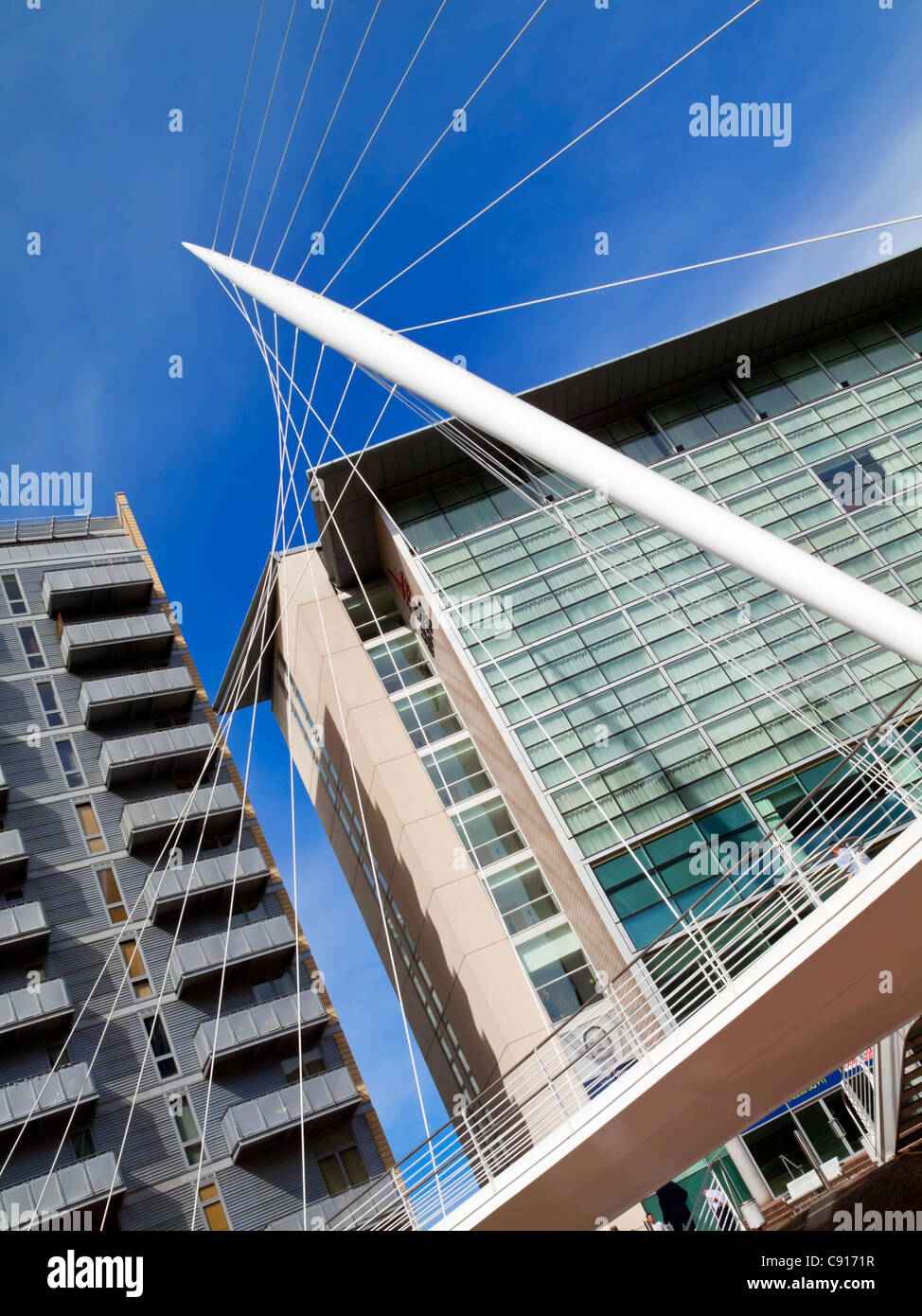 Trinity Bridge Manchester England over River Irwell linking Manchester ...