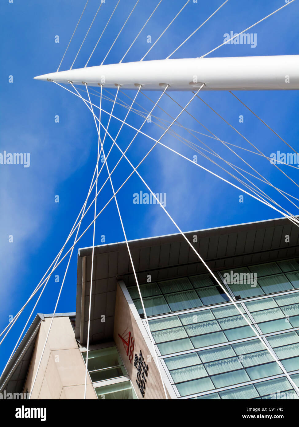 Trinity Bridge Manchester England over River Irwell linking Manchester ...