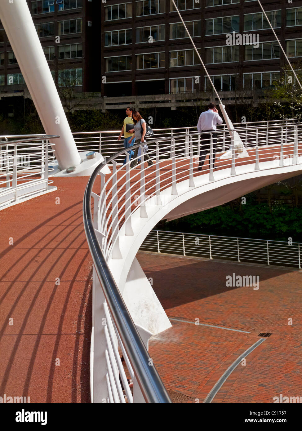 Trinity Bridge Manchester England over River Irwell linking Manchester ...