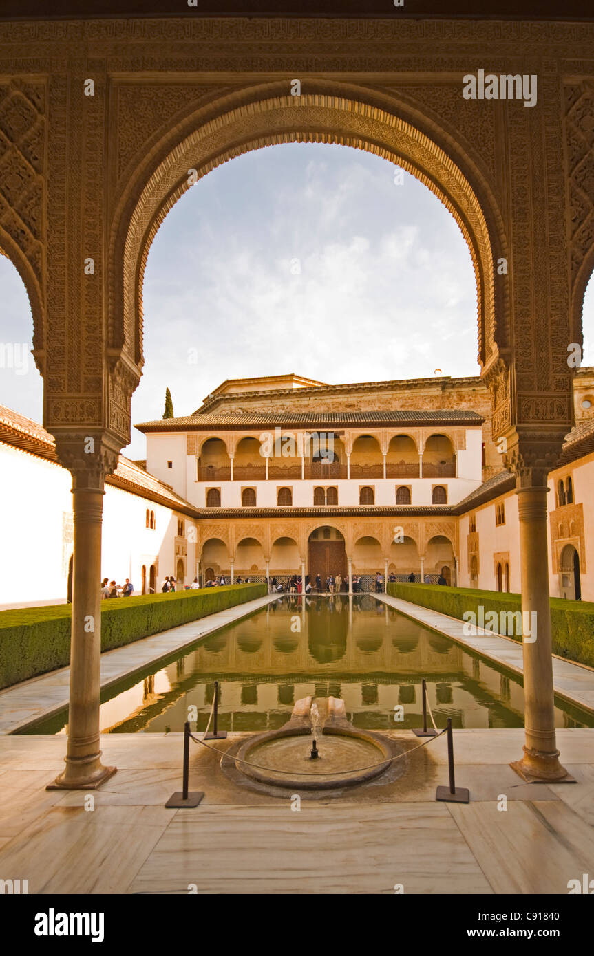 The Alhambra palace in Granada is a large palace built in the Mudejar ...