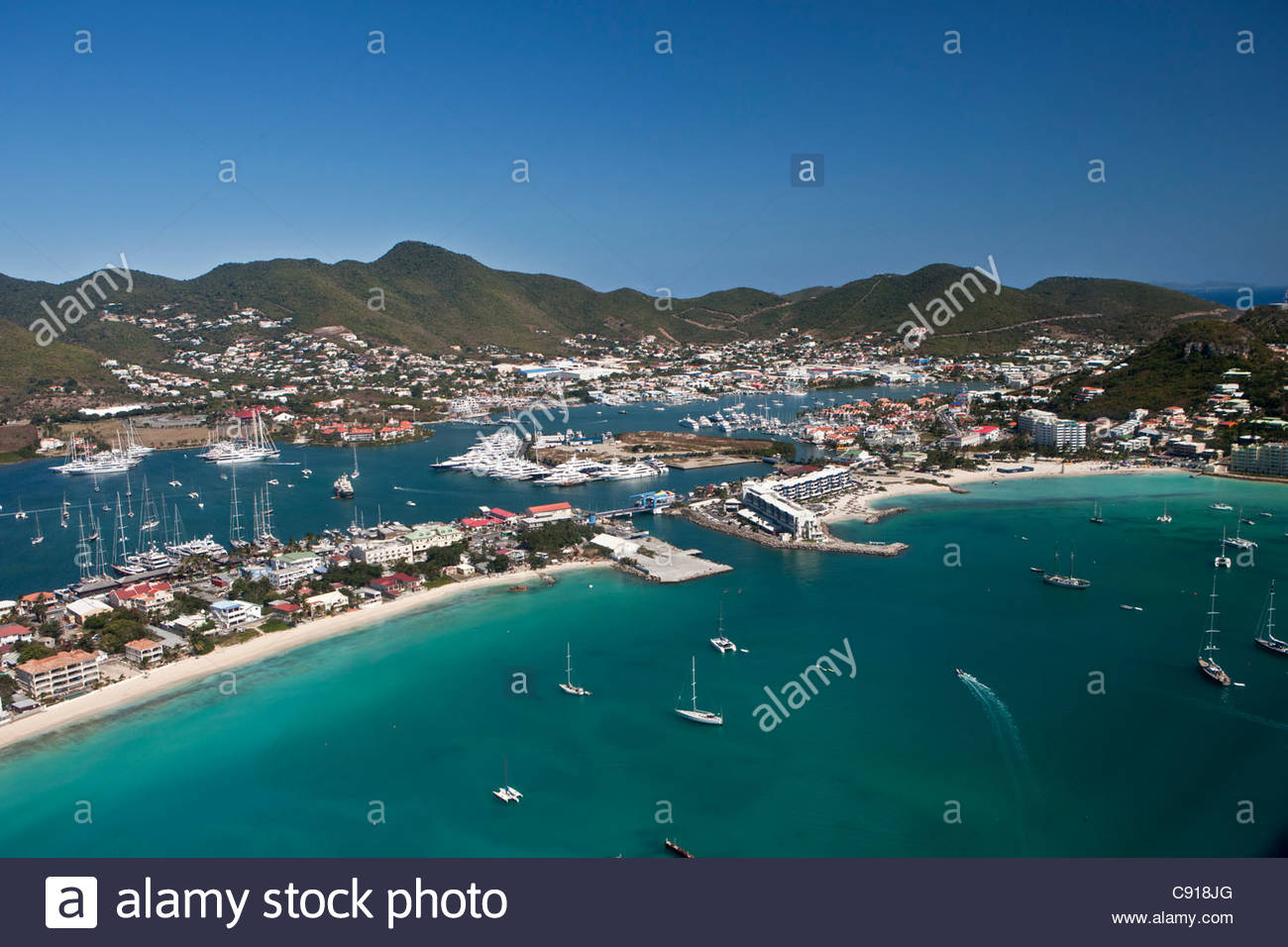 Caribbean St Martin Aerial View Stock Photos & Caribbean St Martin ...