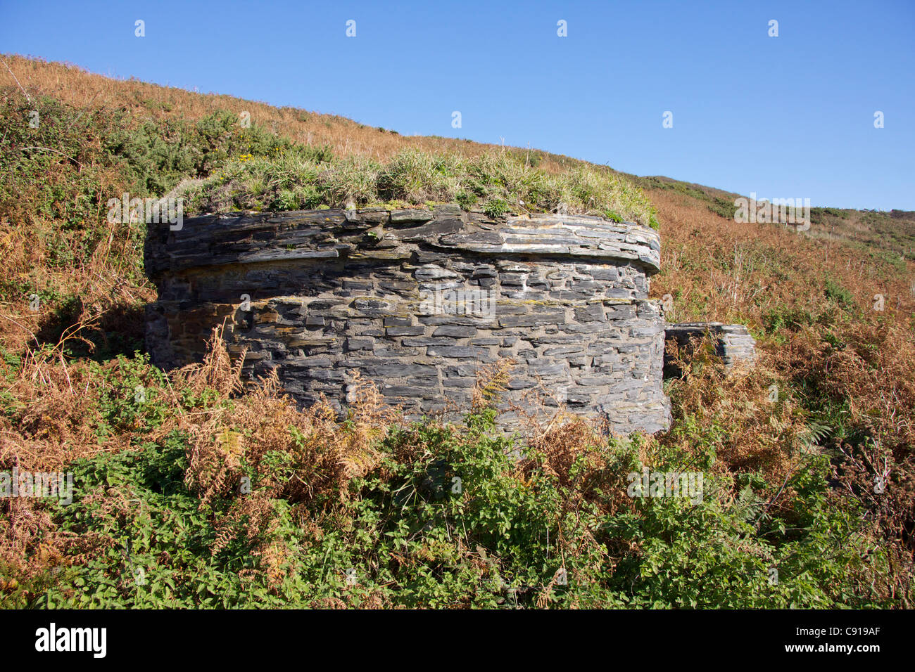 The stone built Powder House is among the ruins of the slate mine ...