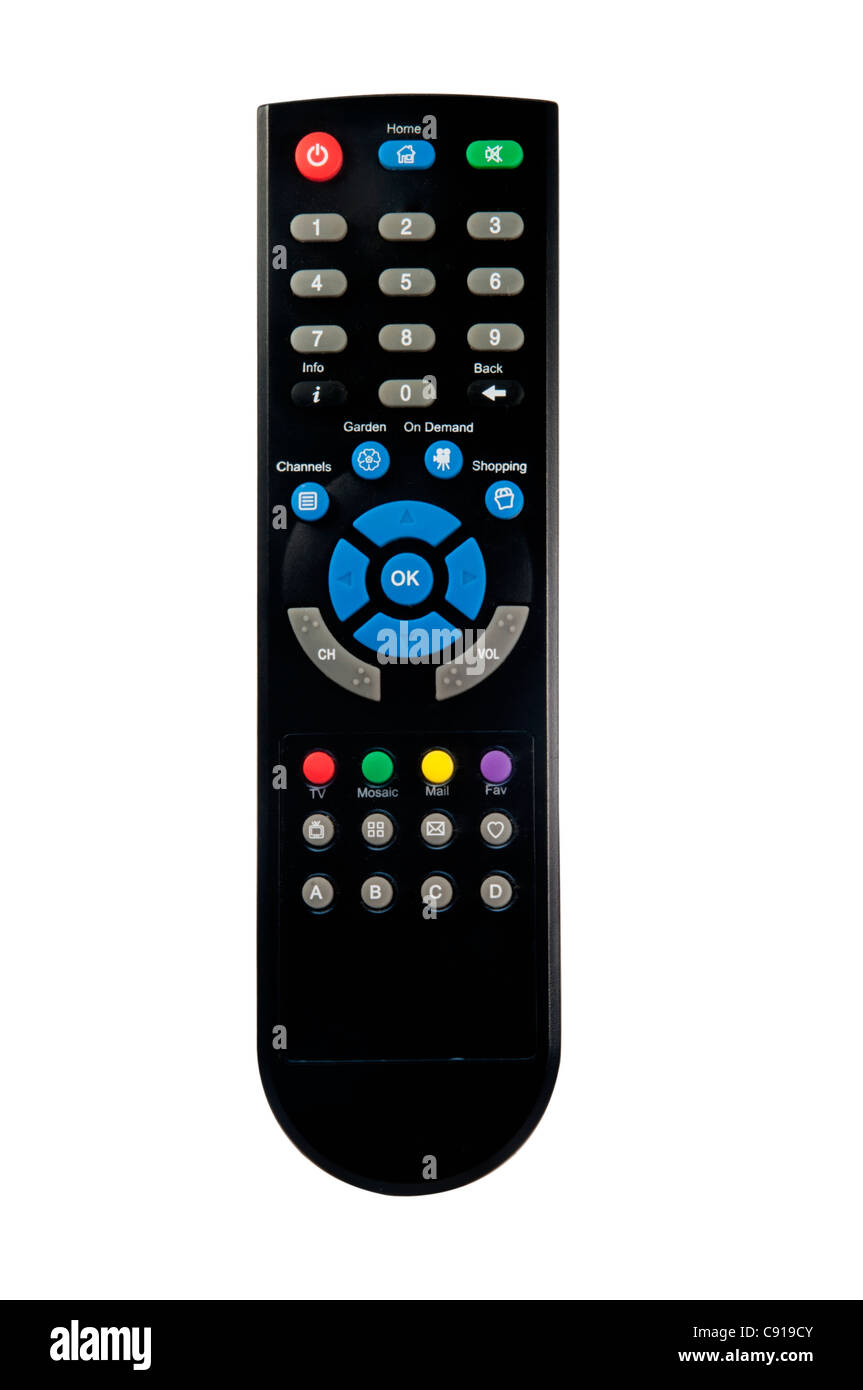 TV remote control - black on white background Stock Photo - Alamy
