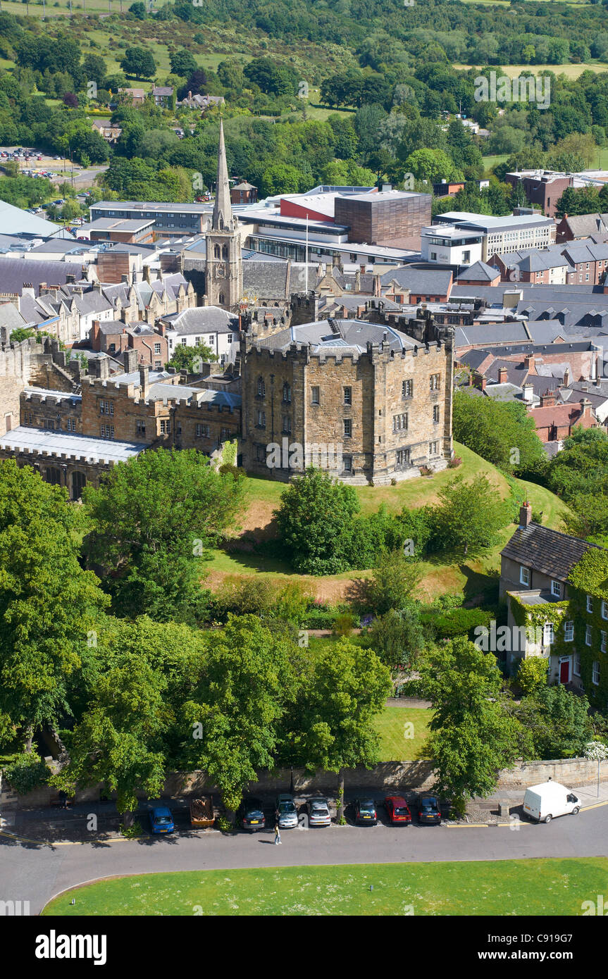 There is a clear view from Durham Cathedral Tower over Durham Castle ...