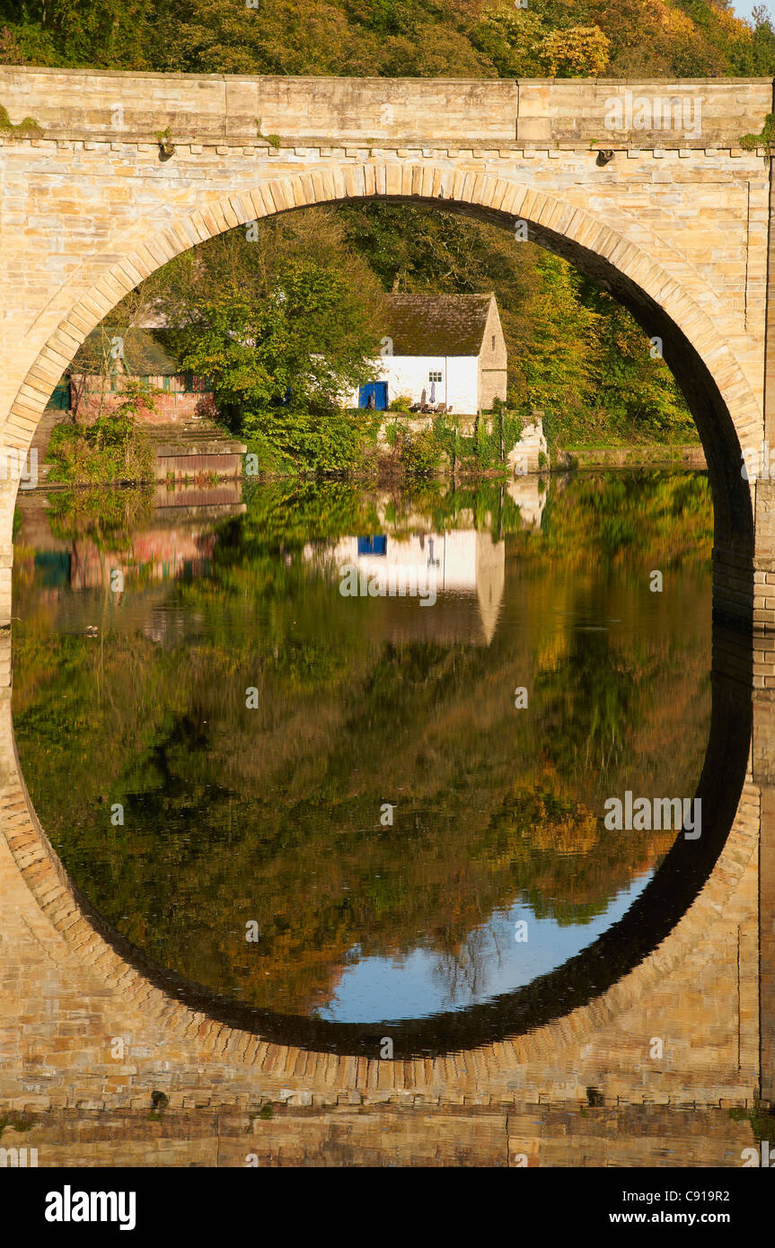 Prebends Bridge over the River Wear is a historic bridge with a single ...