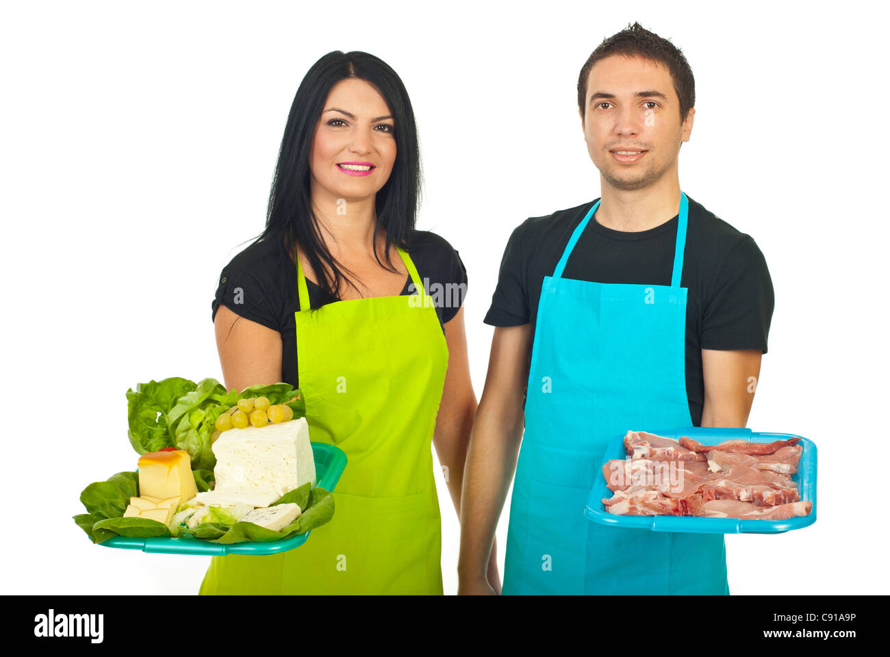 Two male supermarket workers hi-res stock photography and images - Alamy