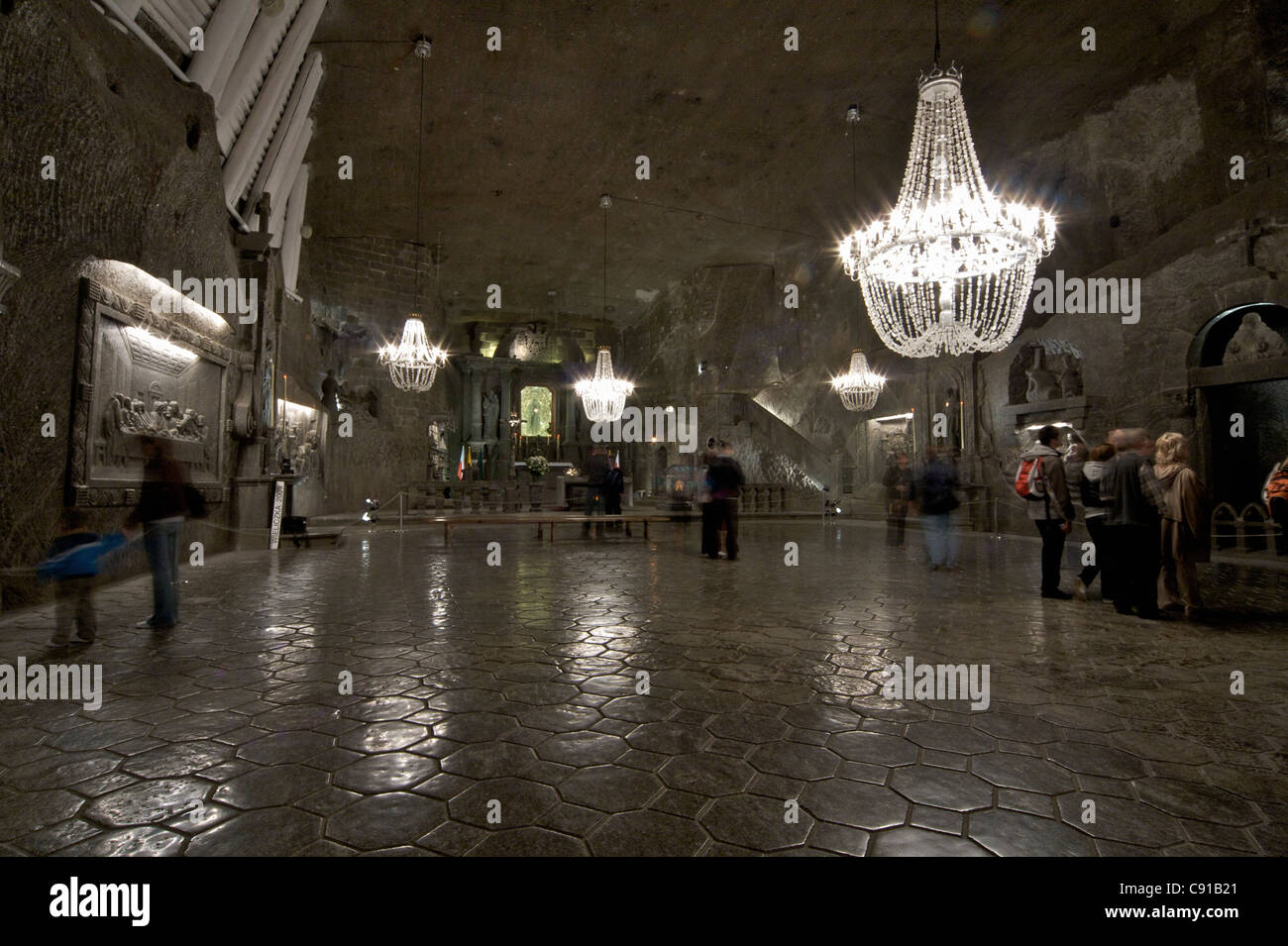 St Kinga's Chapel carved entirely from solid rock-salt 101 meters below ...