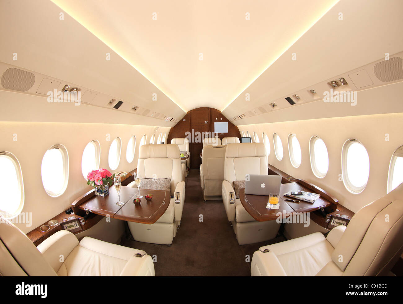 Interior of a private jet , airplane Stock Photo - Alamy