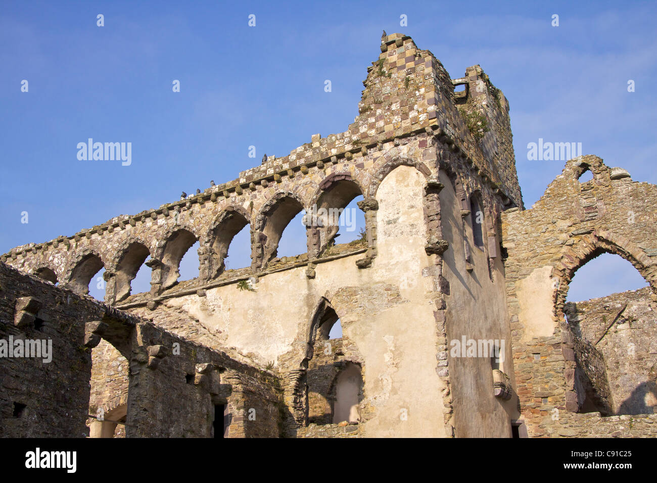 The stone built cathedral of St Davids Eglwys Gadeiriol Tyddewi is a ...