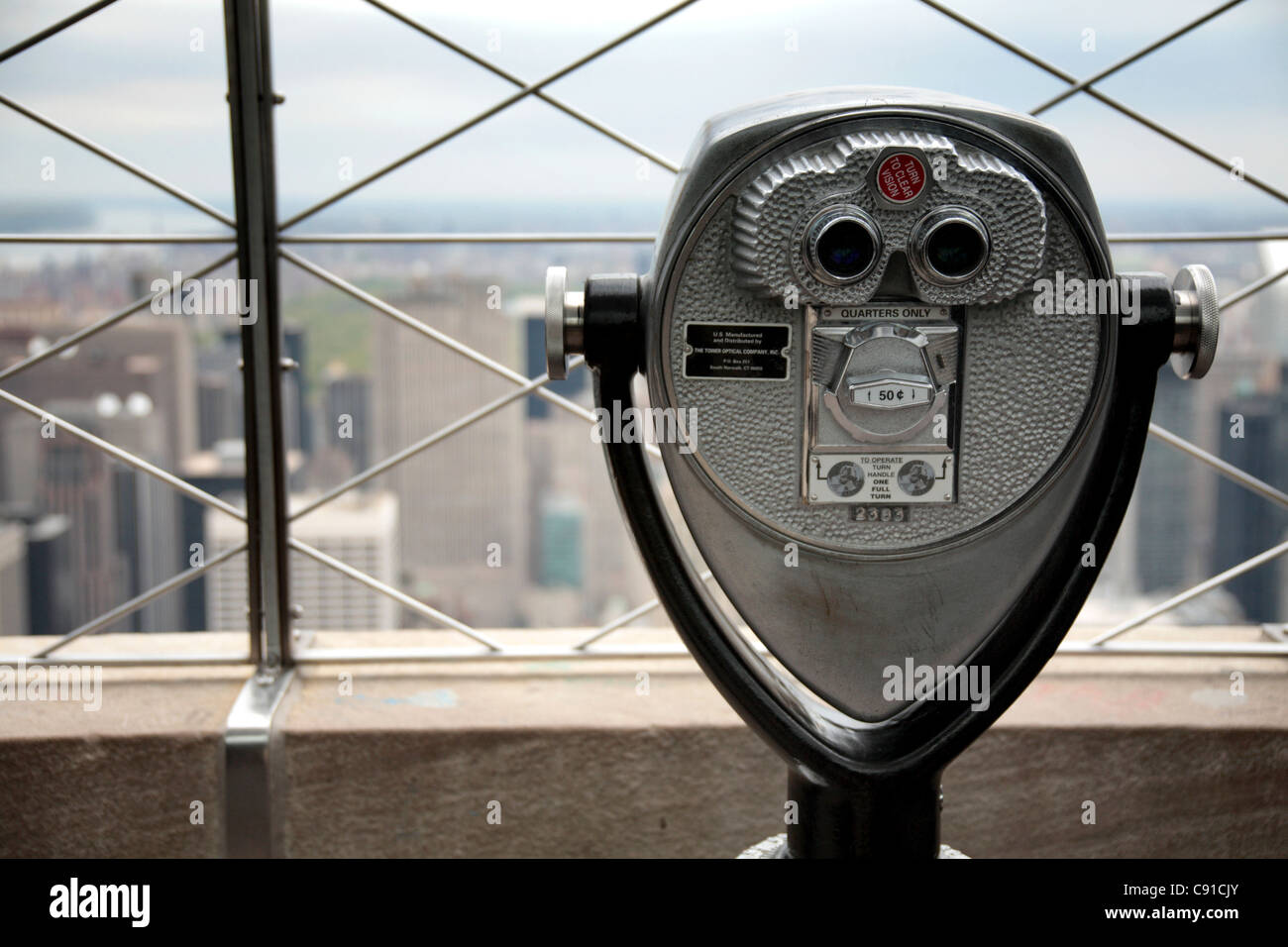 Manhattan can be seen through binocular tower viewers which are used at ...