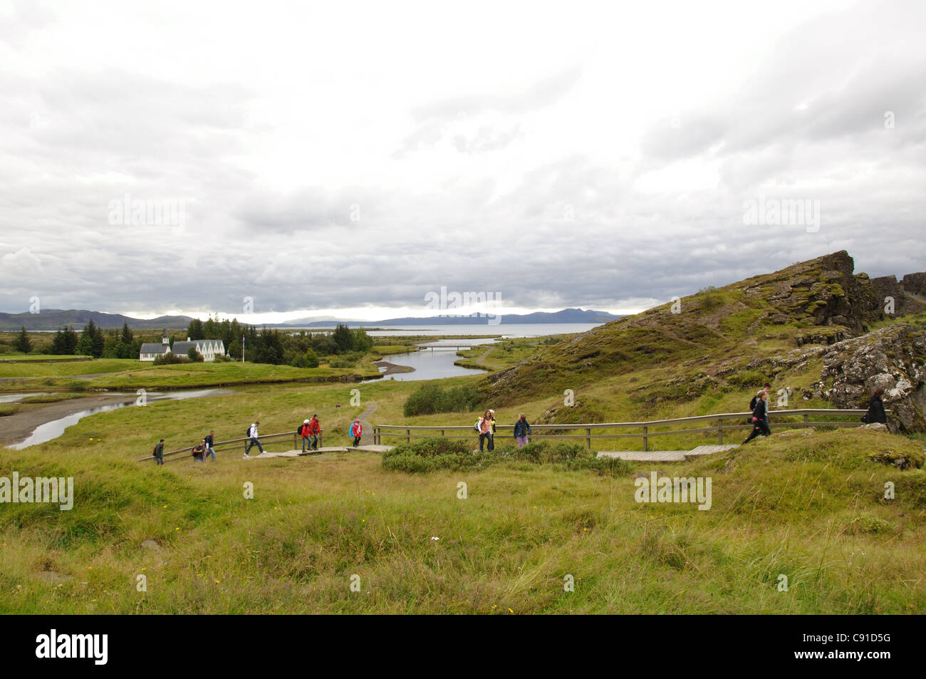 Pingvellir is the site of a rift valley that marks the crest of the Mid ...