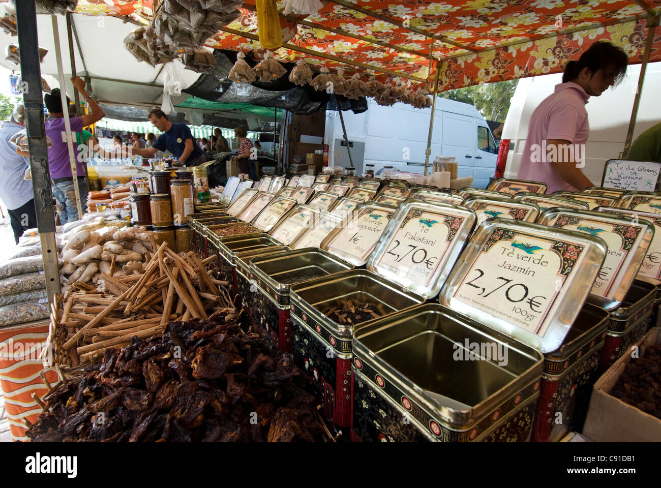 The weekend market in the centre of Malaga is popular with locals and ...
