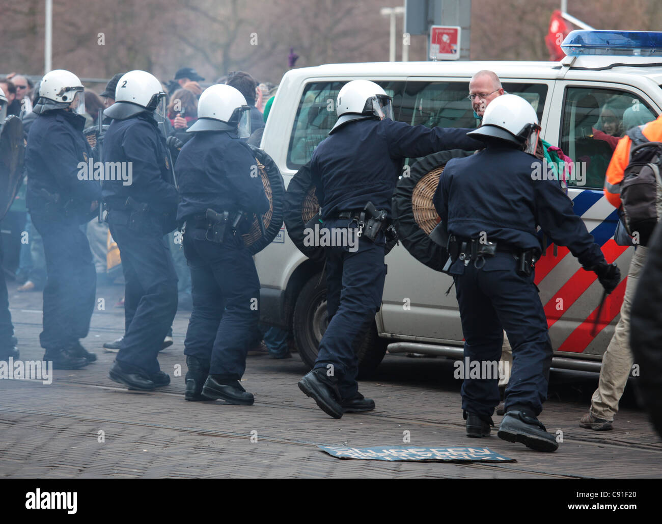 Special police force has to take charge at a protest in the Netherlands ...
