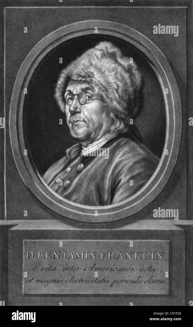 Vintage portrait of American statesman and US Founding Father Benjamin ...