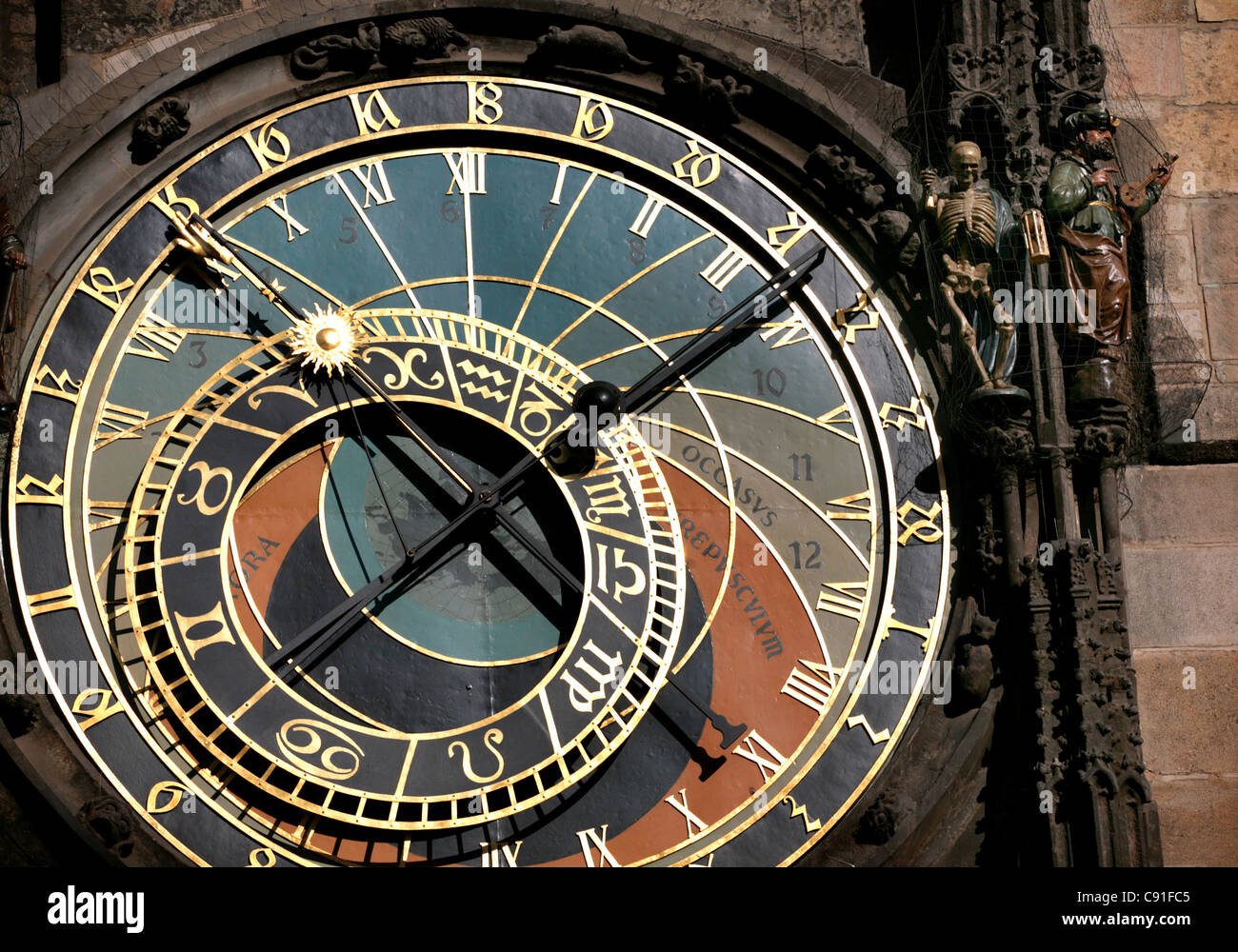 The Astronomical Clock, built on one side of the Old Town Hall Tower ...