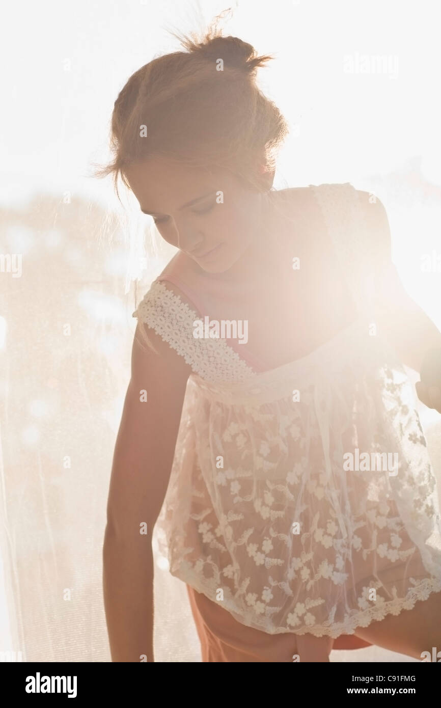 Teenage girl wearing sheer dress Stock Photo - Alamy