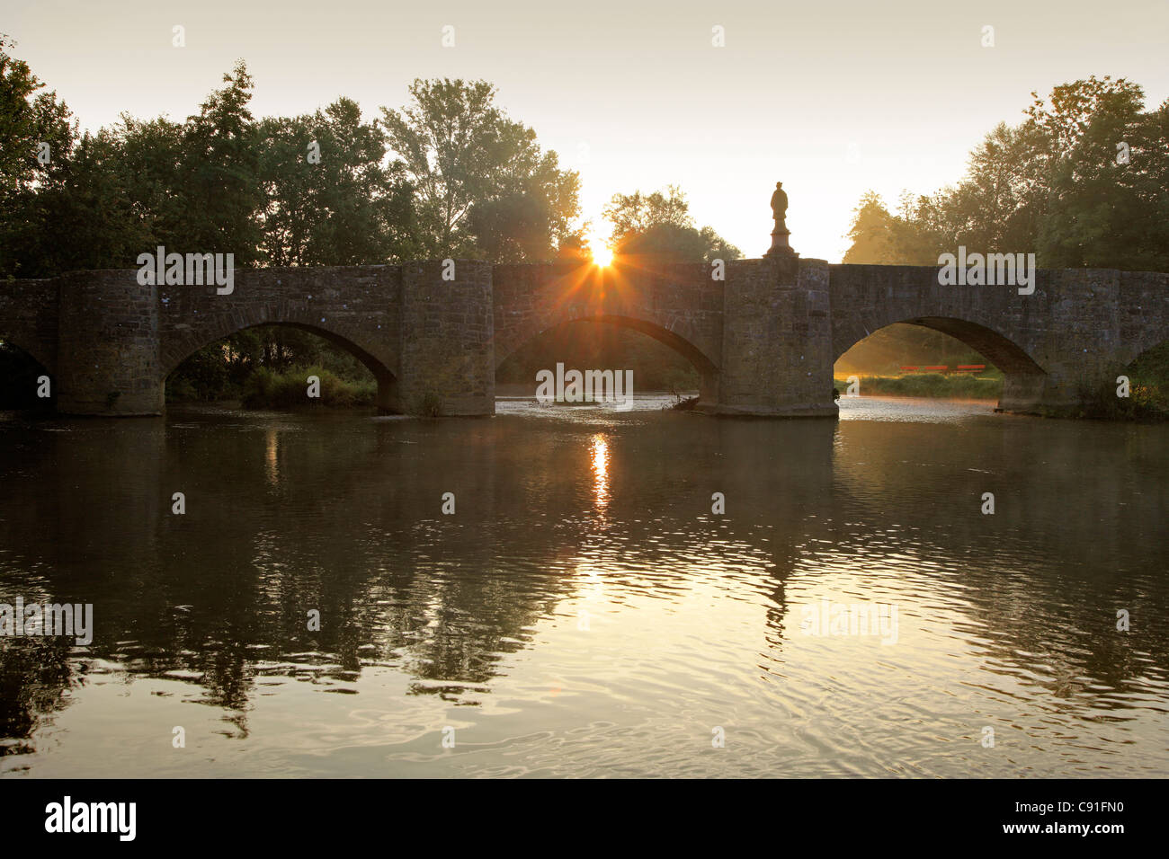 Bridge across the Tauber rivulet, near Tauberrettersheim, Tauber valley ...