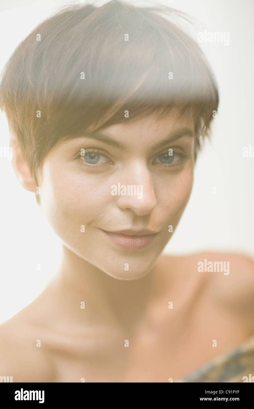 Close up of woman's smiling face Stock Photo - Alamy