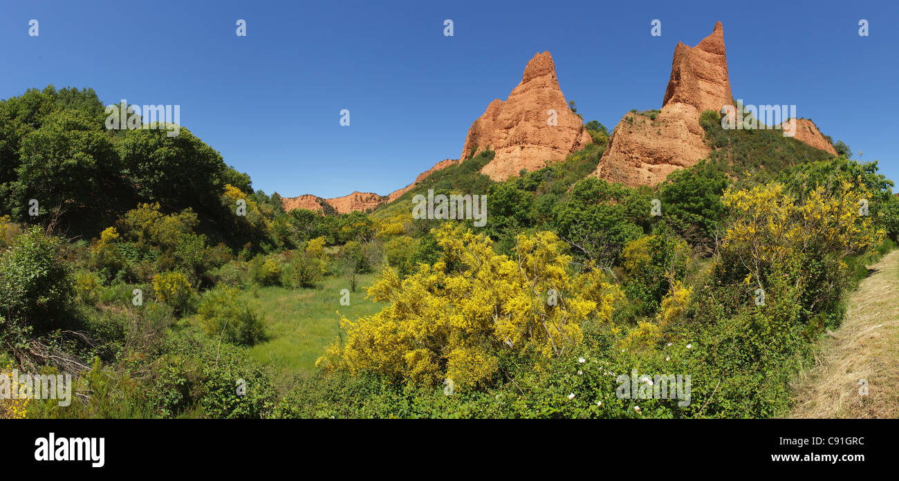 Las Medulas Roman gold mines under blue sky Province of Leon Old ...