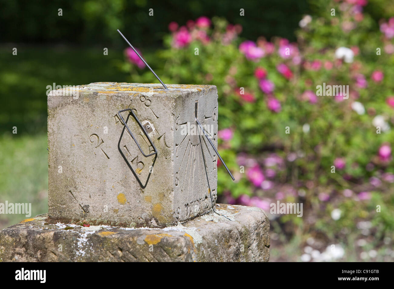 Stone sundial in the gardens of Fischbeck Abbey, Fischbeck, Lower ...