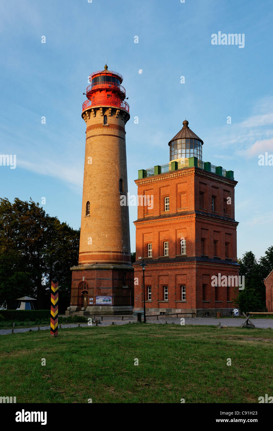 Lighthouses at the Cape Arkona, New Lighthouse and Schinkelturm, Ruegen ...