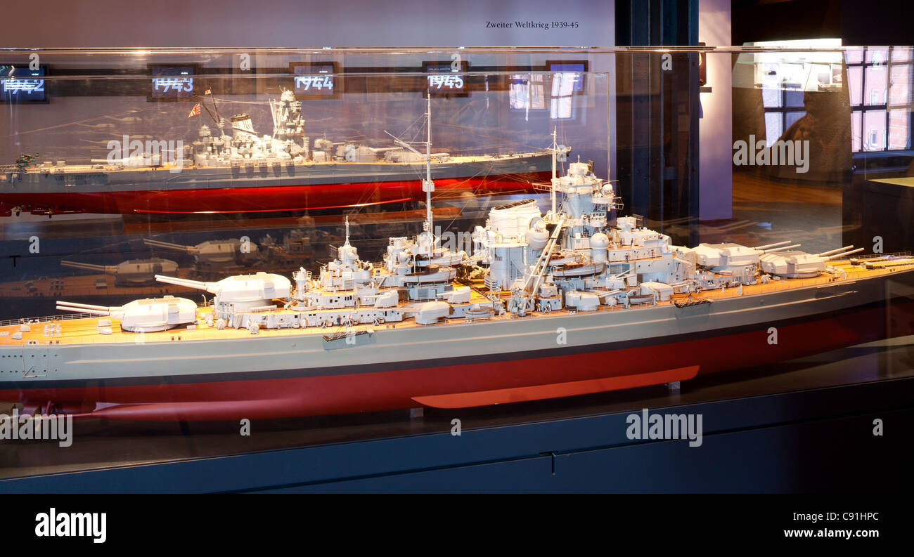 Model battleship at International Maritime Museum Hamburg, Hanseatic ...
