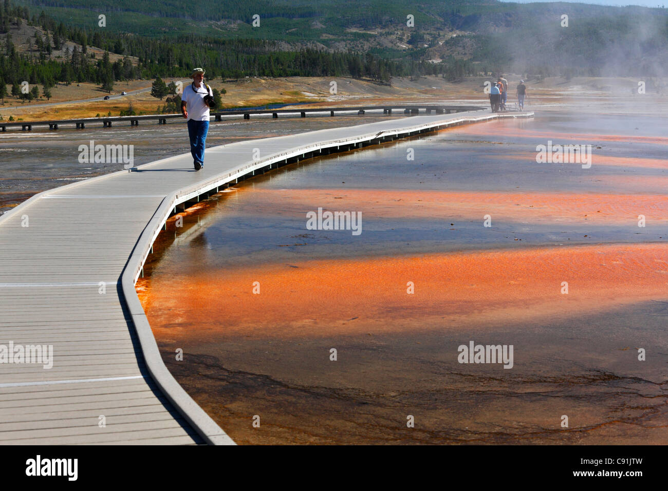 Path over Grand Prismatic Spring, Midway Geyser Basin, Yellowstone ...