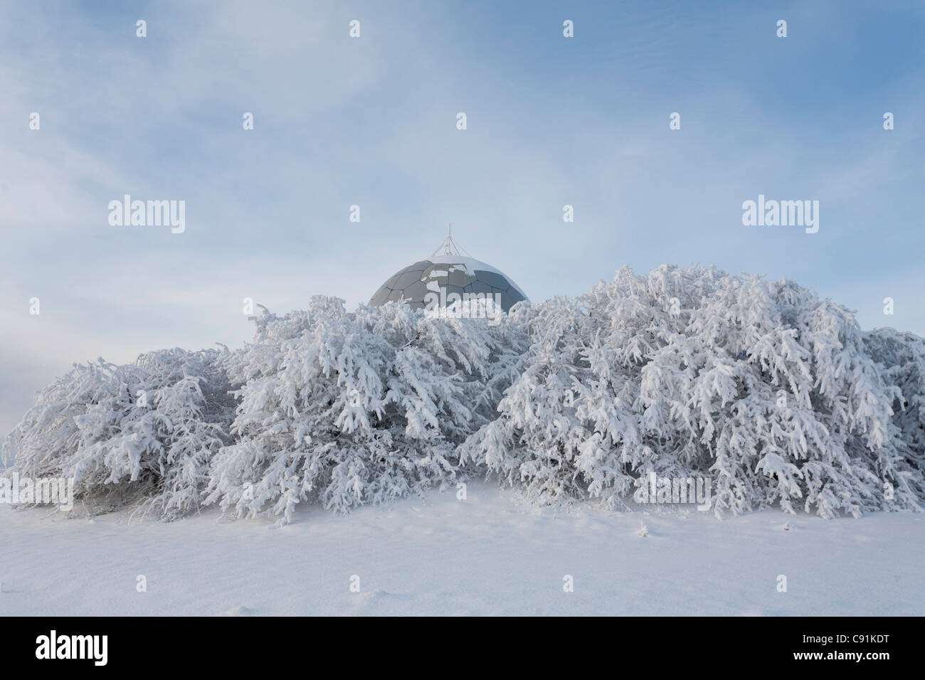 radar dome radar station radome landscape scenery snow snowy snow ...
