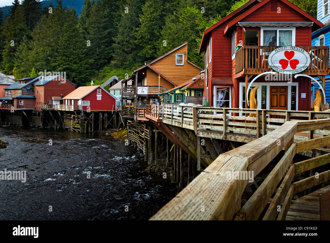 View of historic Creek Street, Ketchikan, Southeast Alaska, Summer ...