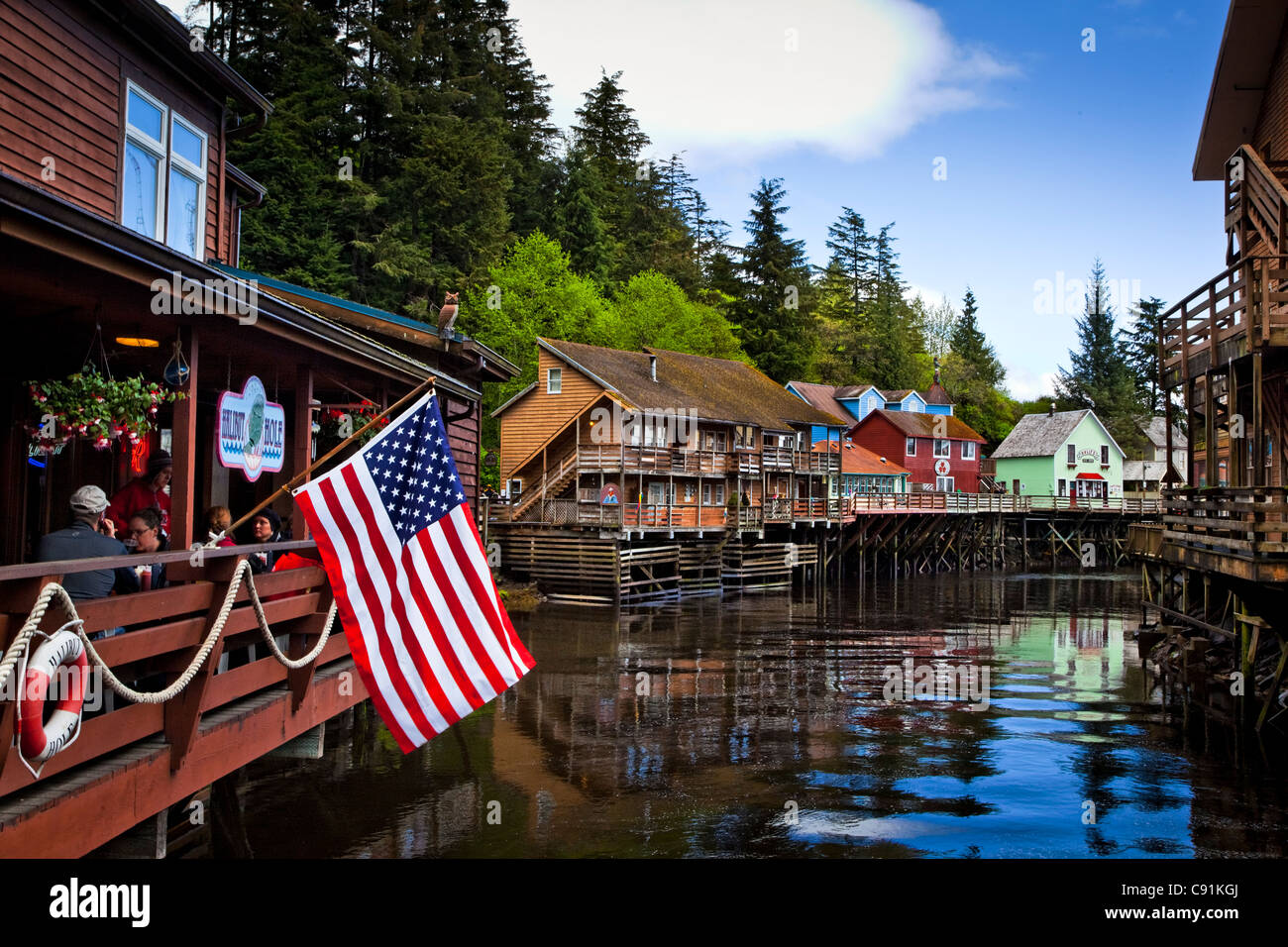 View of historic Creek Street, Ketchikan, Southeast Alaska, Summer ...