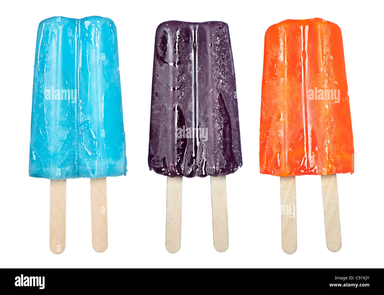 Three Popsicles isolated on a white background Stock Photo - Alamy