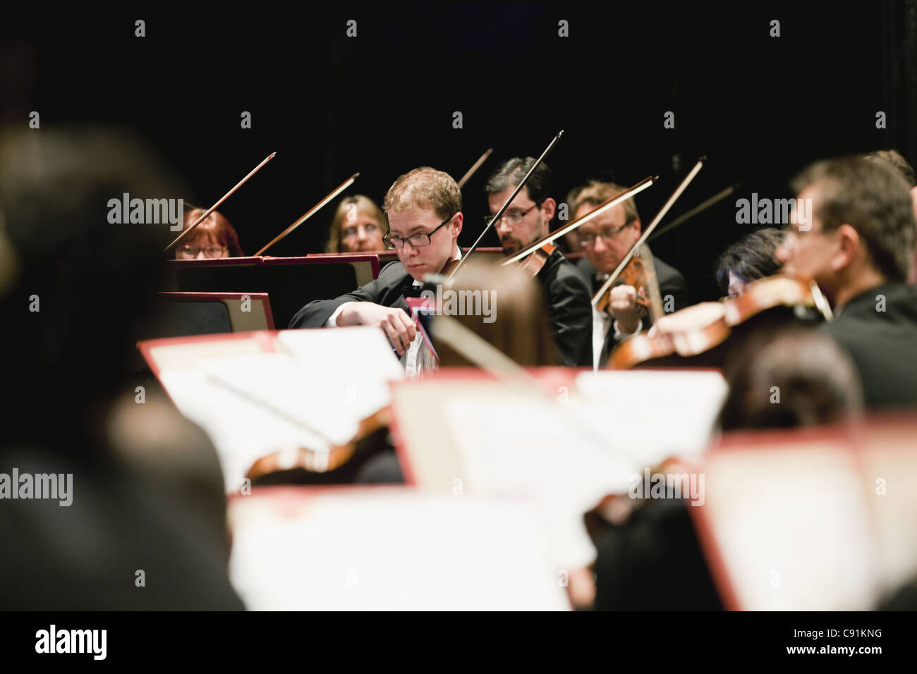 String section in orchestra Stock Photo - Alamy