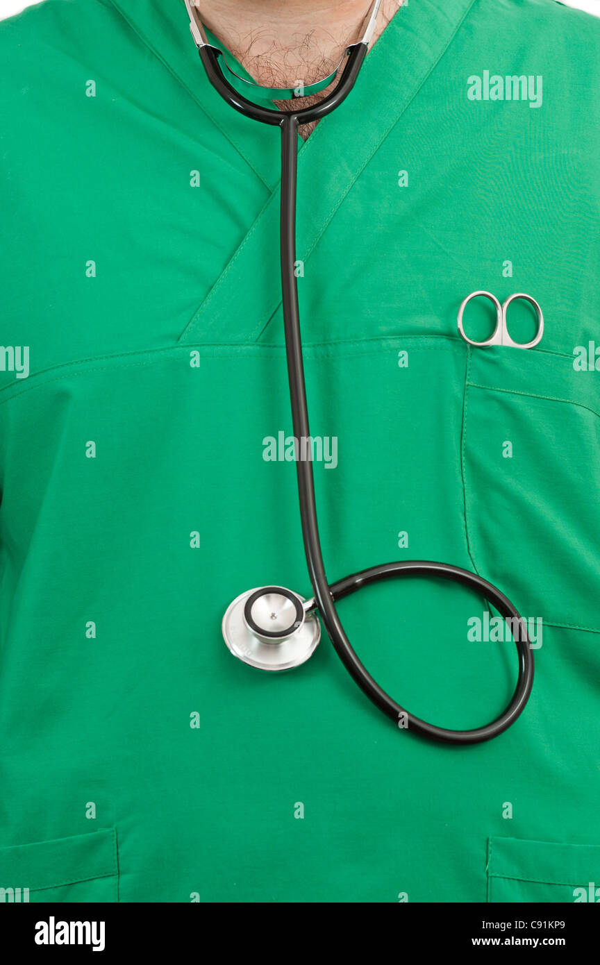Surgery tools in green surgeon suit Stock Photo - Alamy