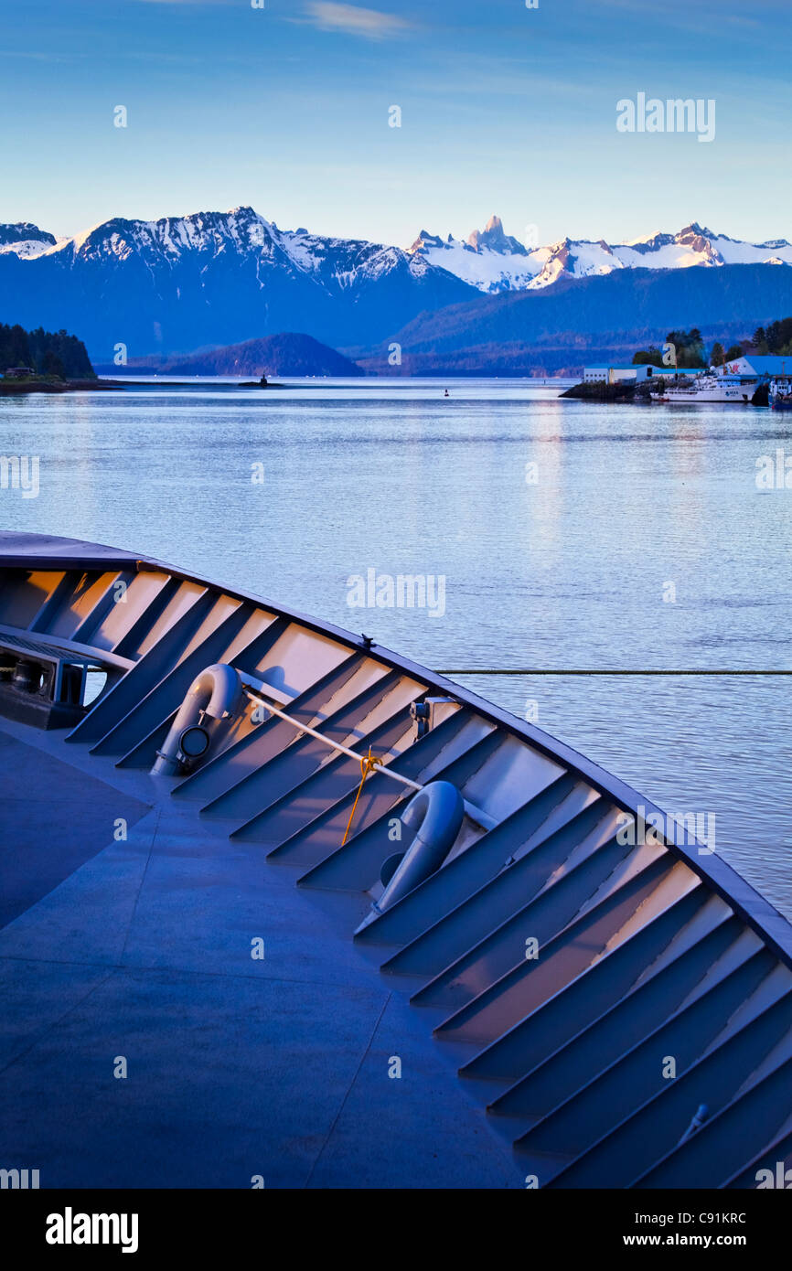 M/V Matanuska approaching Petersburg at dusk with Devil's Thumb in the ...