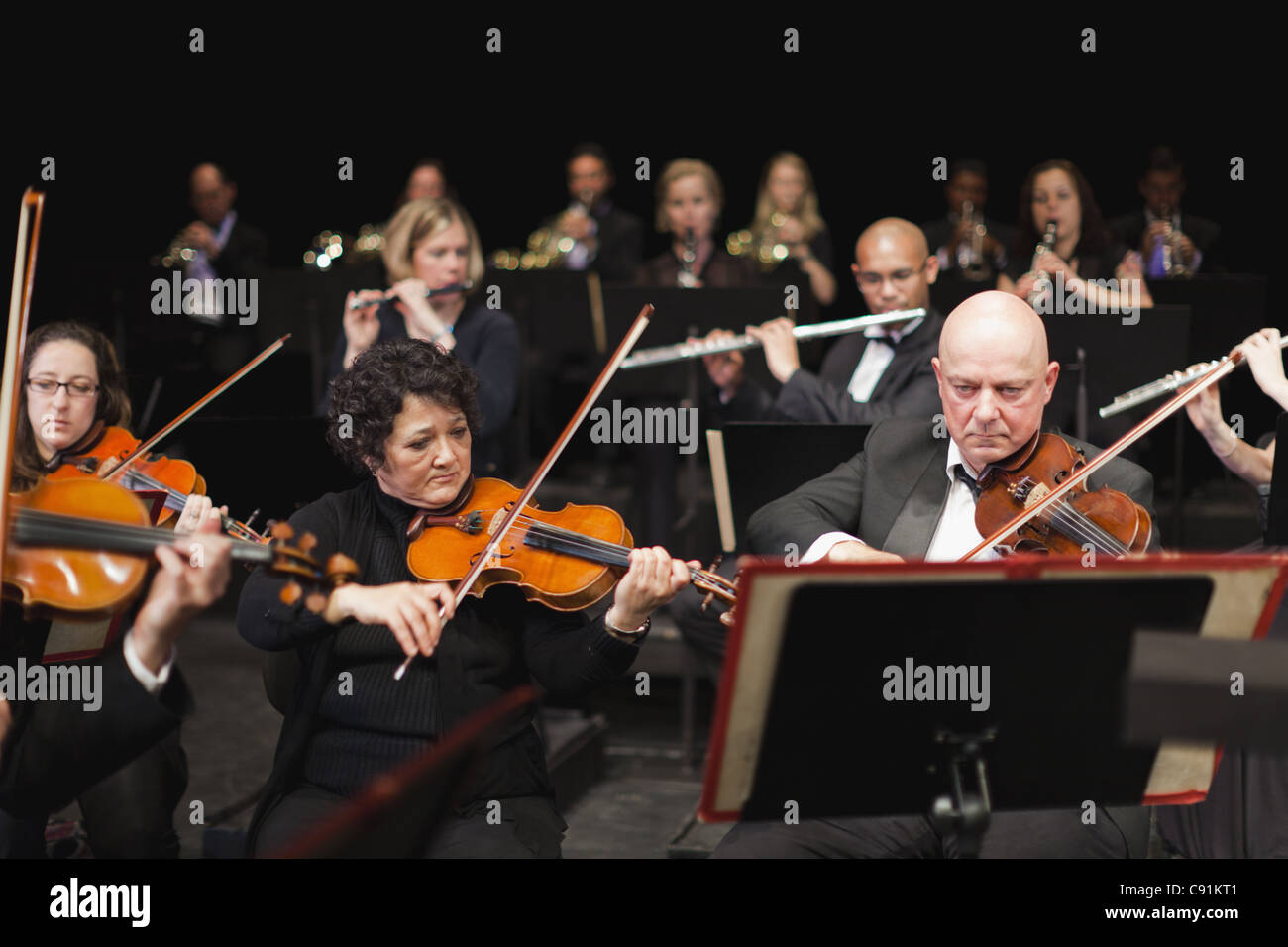 String section in orchestra Stock Photo - Alamy