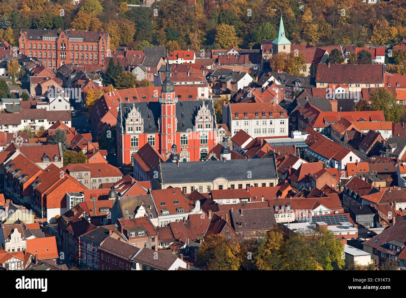 Aerial view of Helmstedt old town, Juleum Novum, former university ...