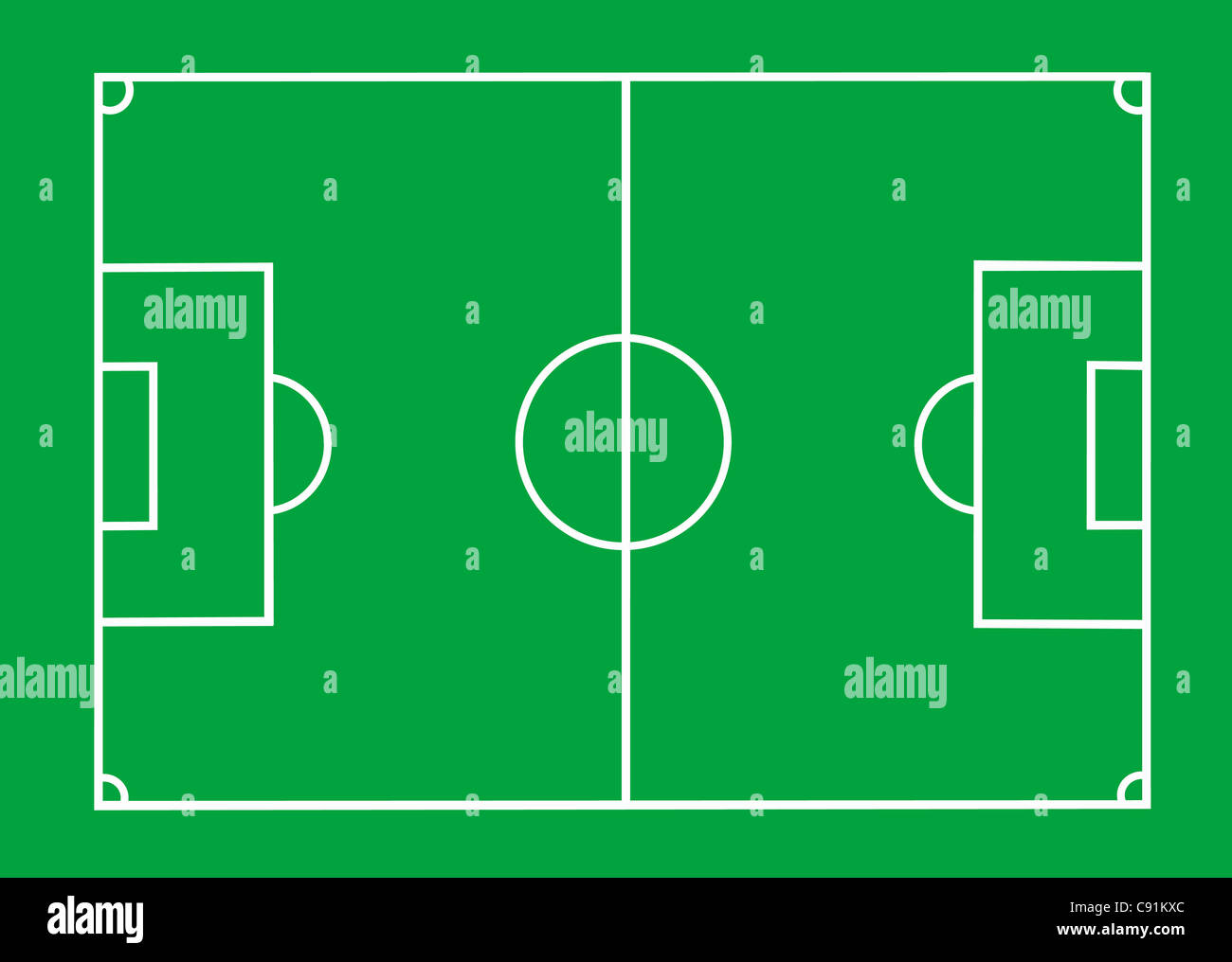 Vector Soccer field with lines on green Stock Photo - Alamy