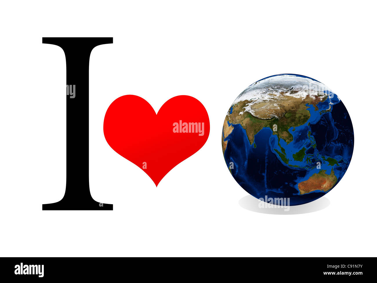 Concept: I love earth. Isolation on white. Data source: nasa Stock ...