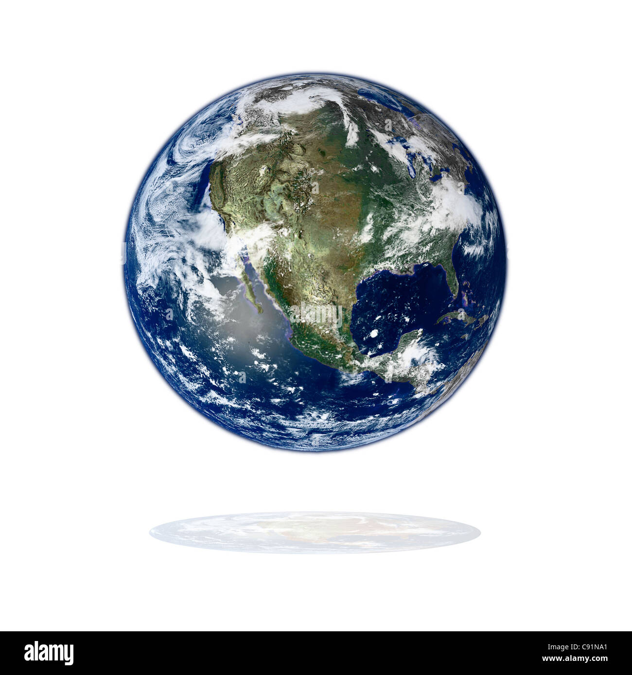 3d earth on white. Data source: nasa Stock Photo - Alamy