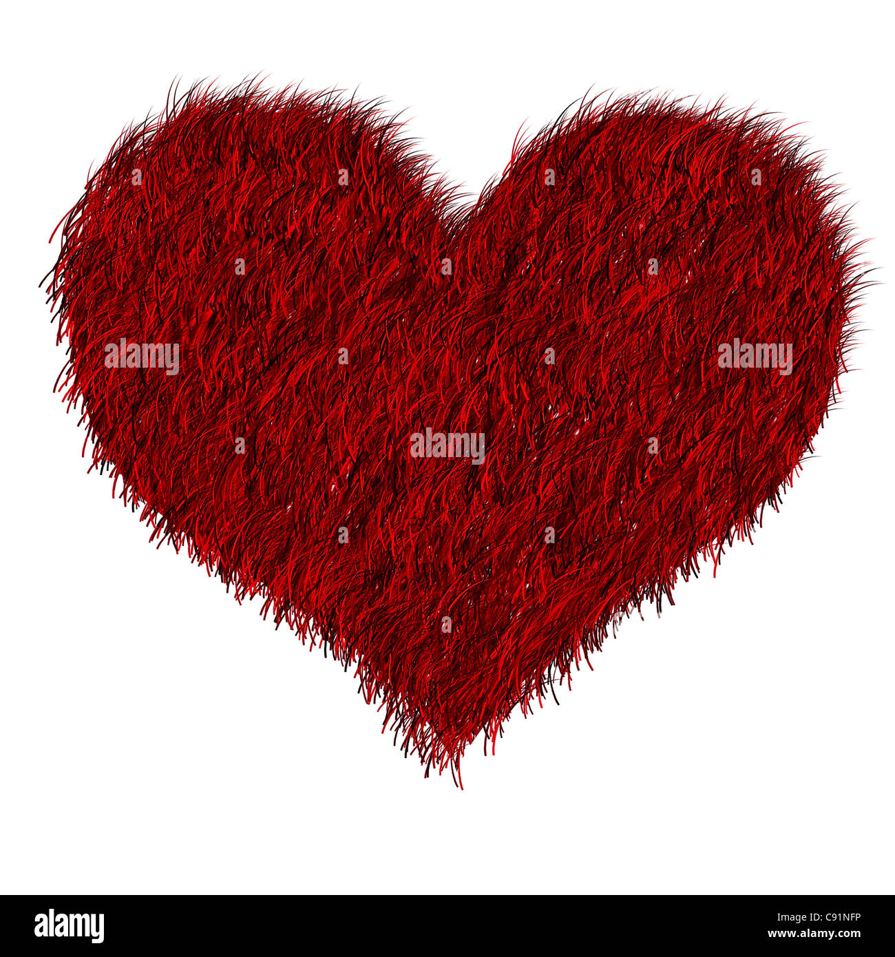 Red furred heart on white Stock Photo - Alamy