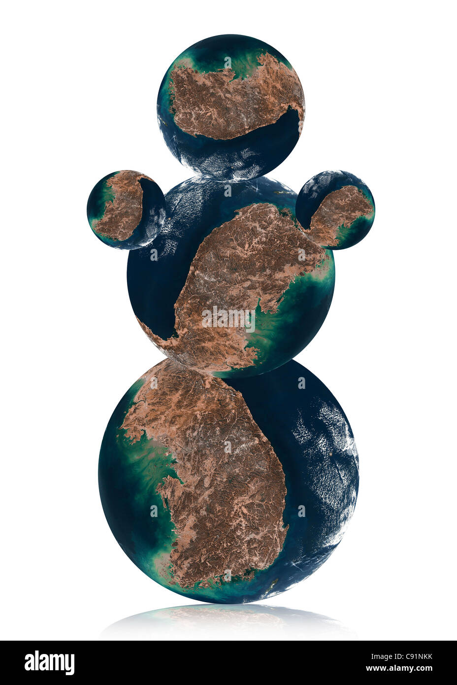 Snowman by Earth planet. Data source: Nasa Stock Photo - Alamy