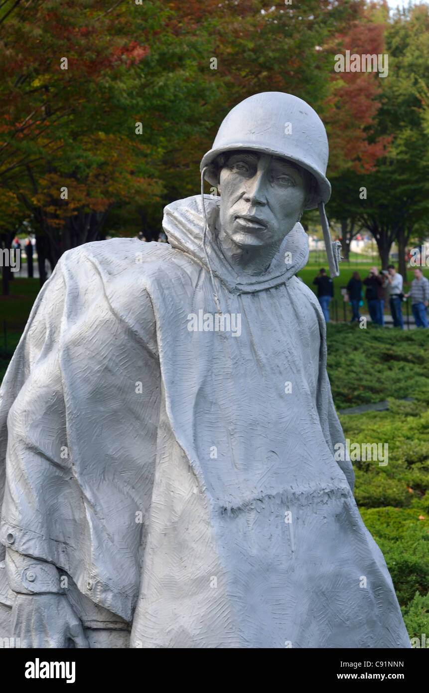 Single soldier from the Korean War Memorial - Washington DC, USA with ...