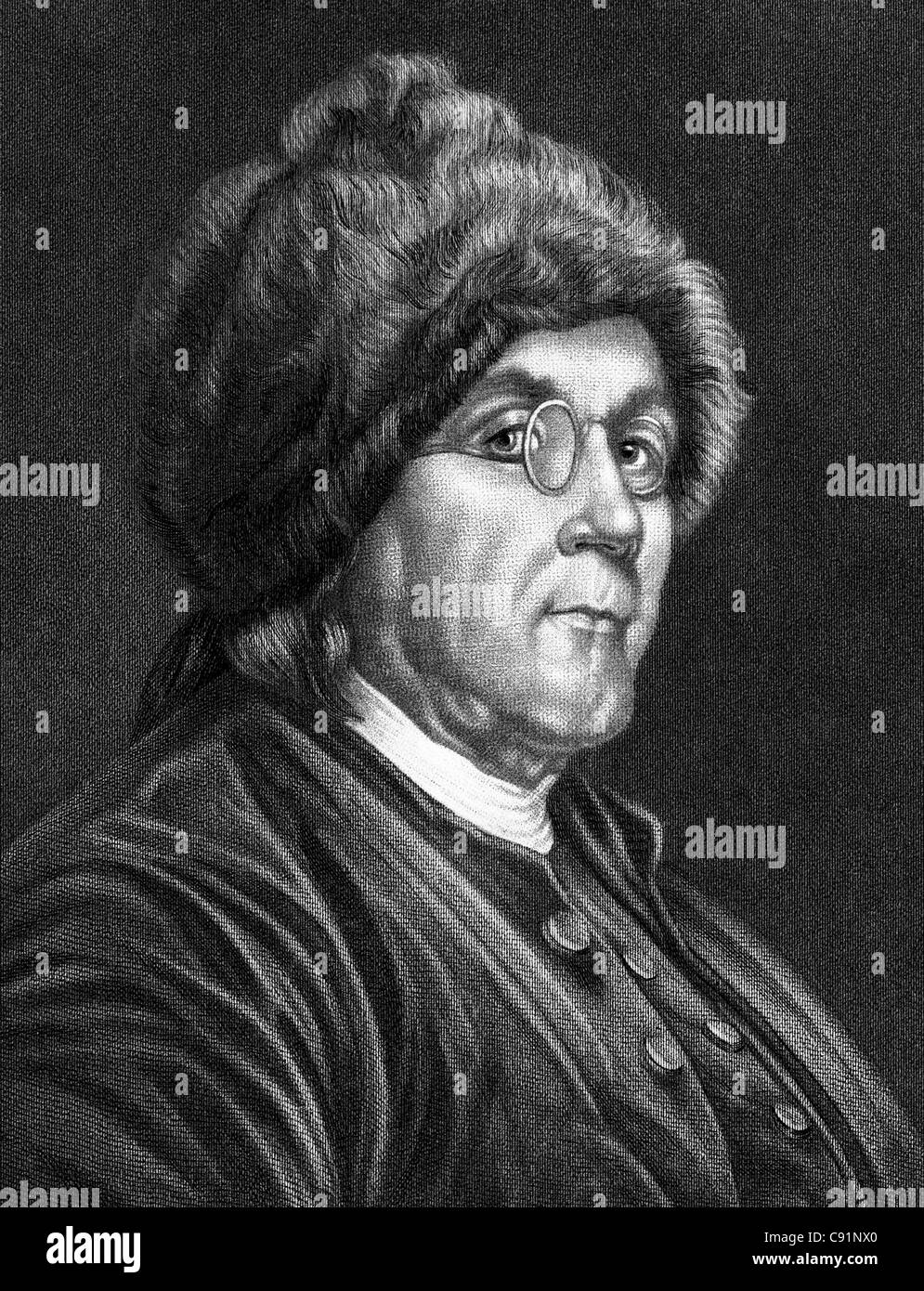 Vintage portrait of American statesman and US Founding Father Benjamin ...