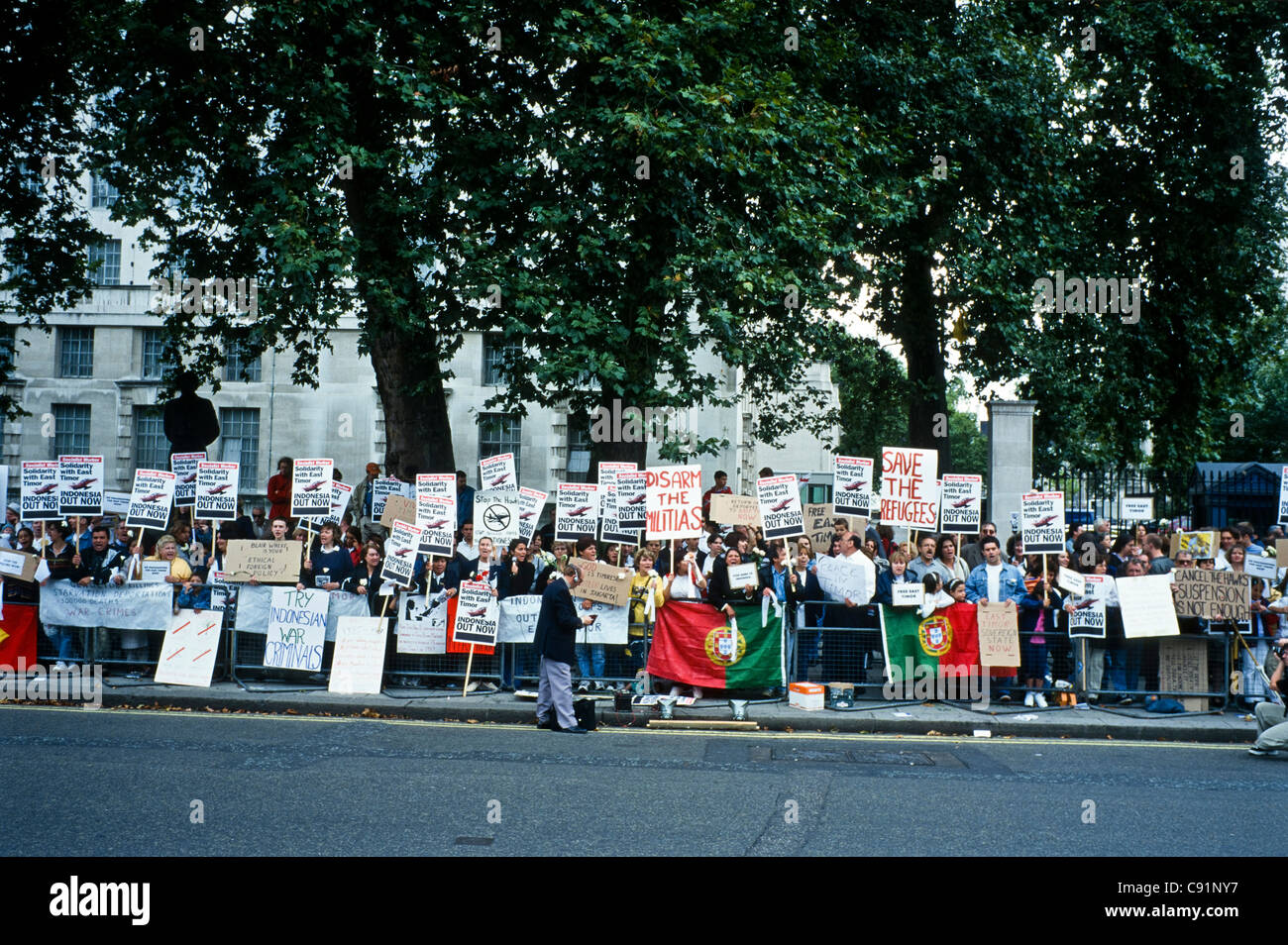 Indonesia out of East Timor protest , Indonesian embassy London Stock ...
