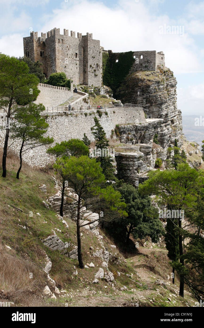 Pepoli Castle on the hilltop overlooking the town of Erice, has ...