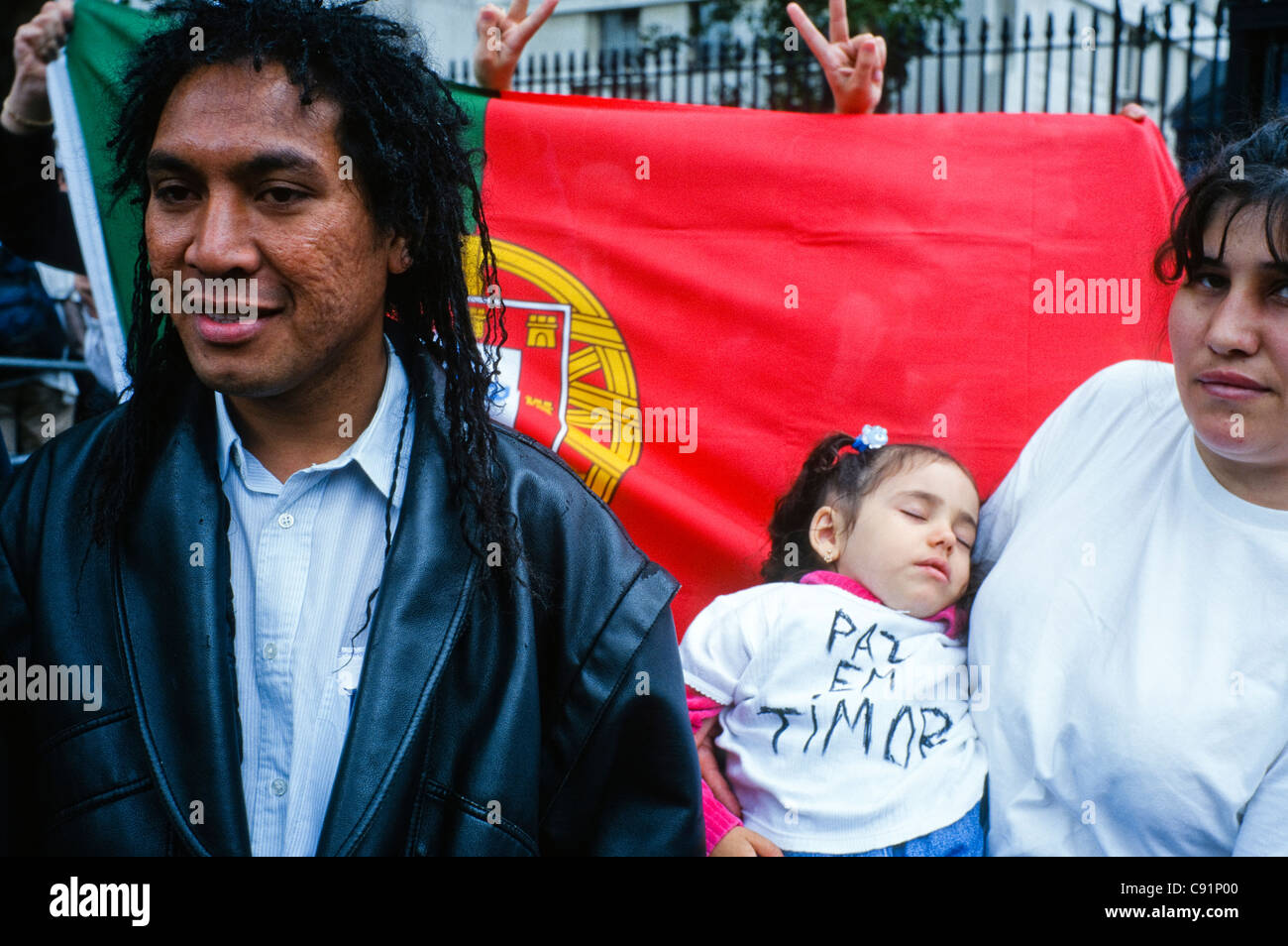 Indonesia out of East Timor protest , Indonesian embassy London Stock ...