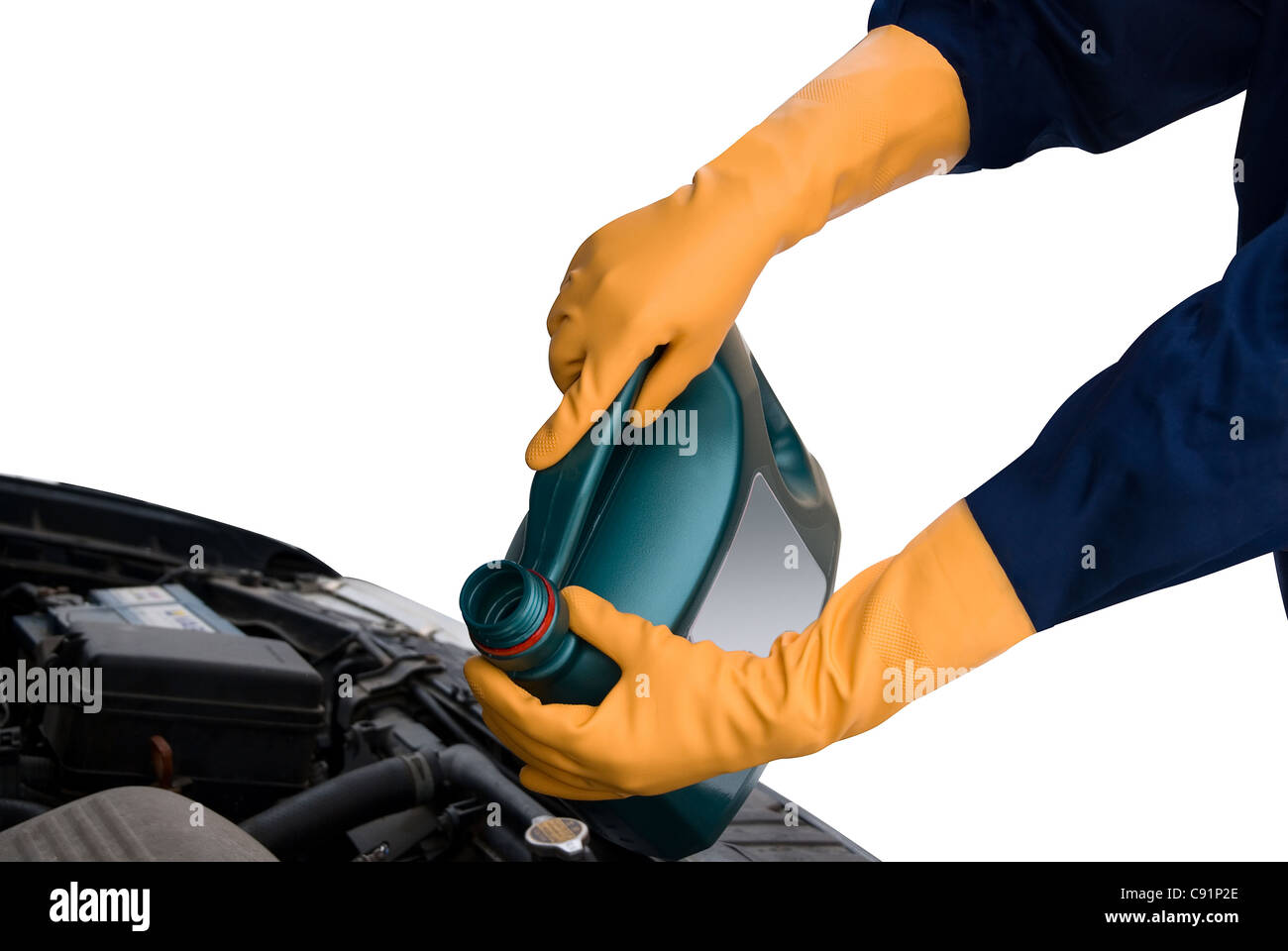 Filling up with oil. Isolation on white Stock Photo - Alamy