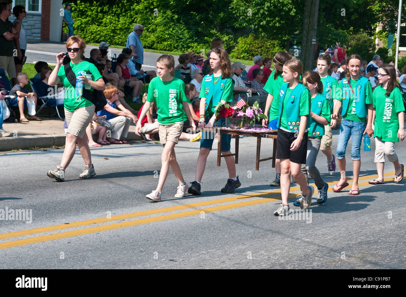 Small town, suburban, patriotic holiday parade celebrations Stock Photo ...