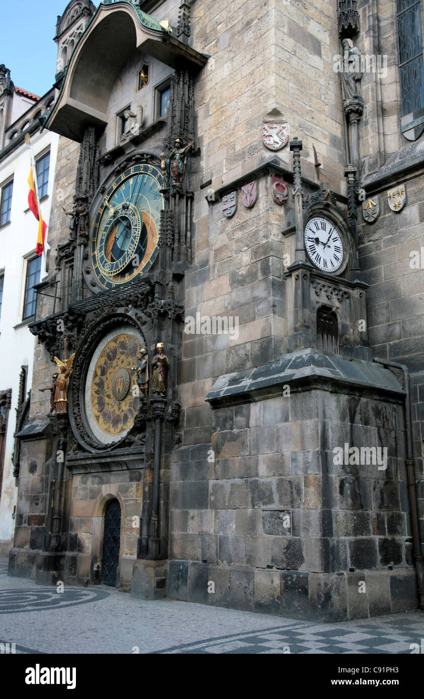 The Astronomical Clock, built on one side of the Old Town Hall Tower ...