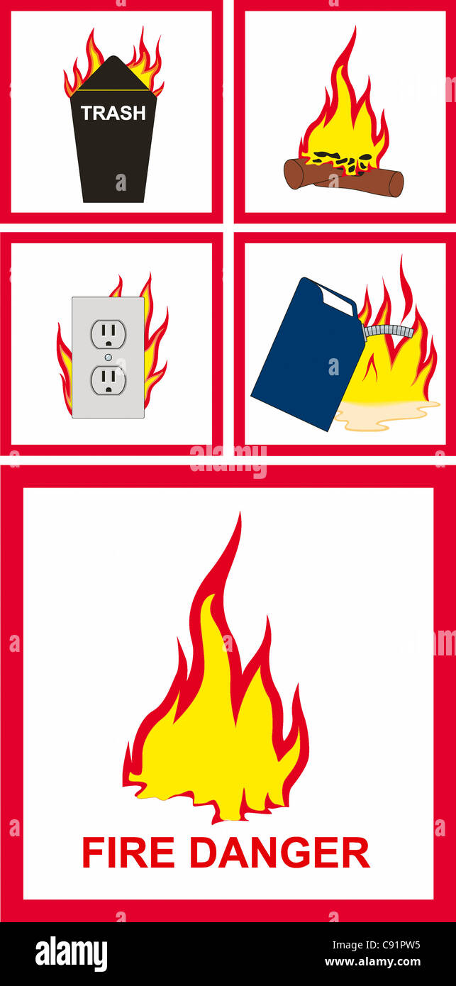Vector illustration of fire danger sign Stock Photo - Alamy